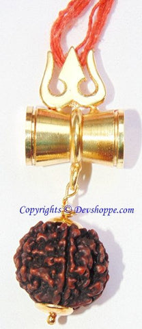 Shiv Shakti Kavach - Rudraksha Trishul Damru (Damaru) Locket / Pendant ...